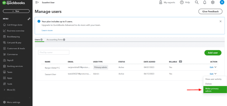 How To Change The Primary Admin in QuickBooks Online — Method