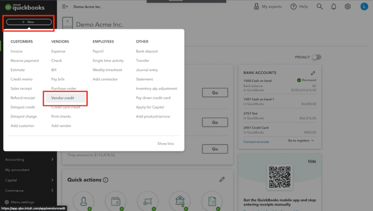 How To Record a Vendor Refund in QuickBooks — Method